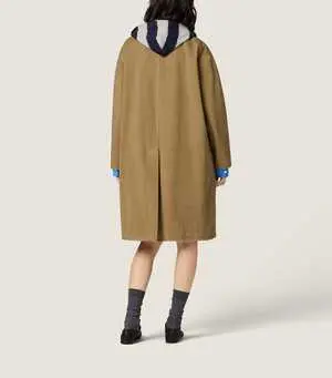 Miu Miu Gabardine Hooded Trench Coat - Neutral