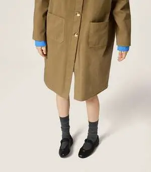 Miu Miu Gabardine Hooded Trench Coat - Neutral