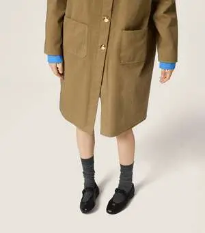 Miu Miu Gabardine Hooded Trench Coat - Neutral