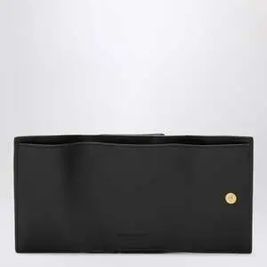 Bottega Veneta Gold Intrecciato Tri-fold Wallet - Black