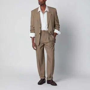 Saint Laurent Single-breasted Wool And Mohair Jacket - Beige