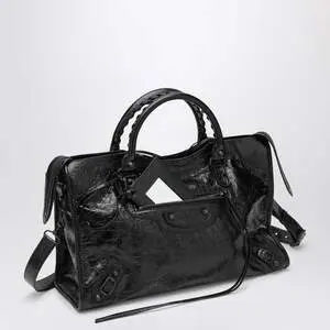 Balenciaga Le City Medium Lambskin Leather Handbag - Black