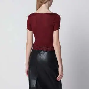 Saint Laurent Square-neck Lace T-shirt