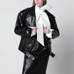 Saint Laurent Pebbled Leather Biker Jacket - Black