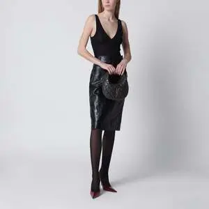 Saint Laurent Cassandre Ribbed Silk Jersey Tank Top - Black