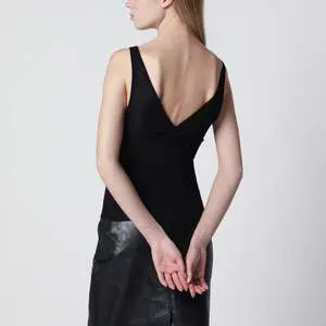 Saint Laurent Cassandre Ribbed Silk Jersey Tank Top
