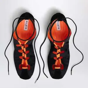 Alaïa Foldable Lace-up Ballerinas - Black