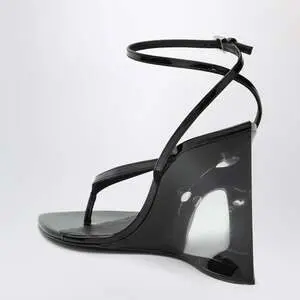 Alaïa Invisible Thong Wedge Sandals - Black