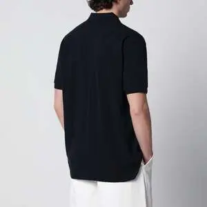 Play Comme Des Garcon Red Heart Polo Shirt In Navy Cotton