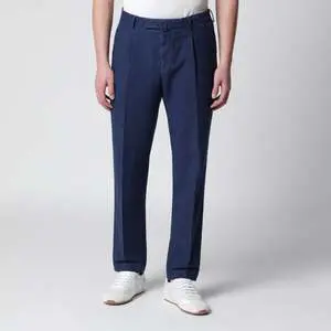 SANTANIELLO Cotton And Linen Trousers - Blue