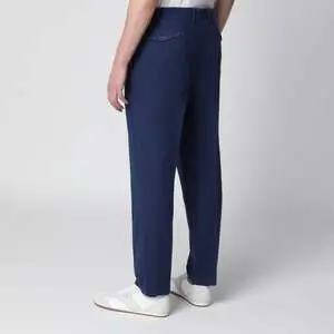 SANTANIELLO Cotton And Linen Trousers - Blue