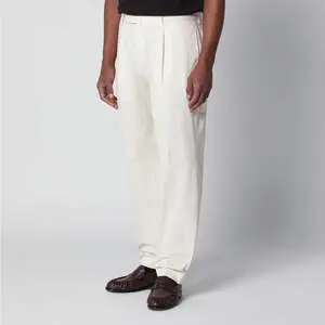 SANTANIELLO Cotton-blend Trousers - White