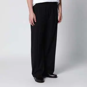 THESTROY Pinstriped Inno Trousers In Viscose Blend - Black