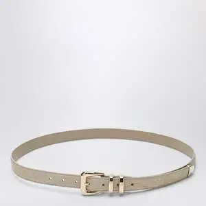 Brunello Cucinelli Alligator Leather Belt With Silver-tone Buckle - Beige