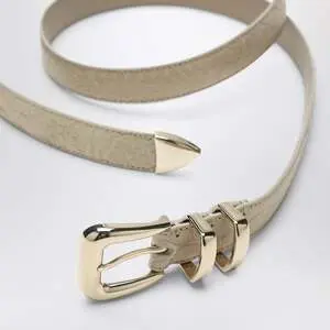 Brunello Cucinelli Alligator Leather Belt With Silver-tone Buckle - Beige