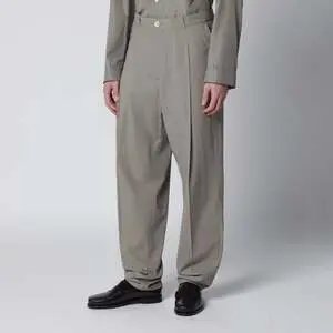 Brunello Cucinelli Twill Cotton Trousers With Pleats - Green