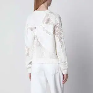 Max Mara Embroidered Cotton Crewneck Sweater - White