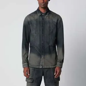 Rick Owens Fogpocket Shirt In Grey Degradé Denim Multicolor