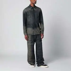 Rick Owens Fogpocket Shirt In Grey Degradé Denim