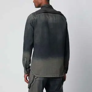 Rick Owens Fogpocket Shirt In Grey Degradé Denim