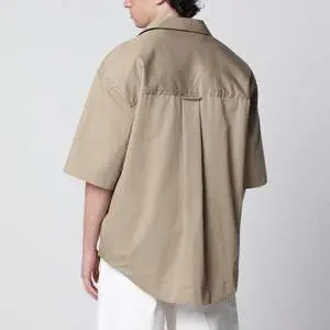AMI Paris Taupe Cotton Bowling Shirt