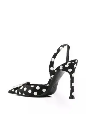 Amina Muaddi Camellia Polka-dot Pumps - Black