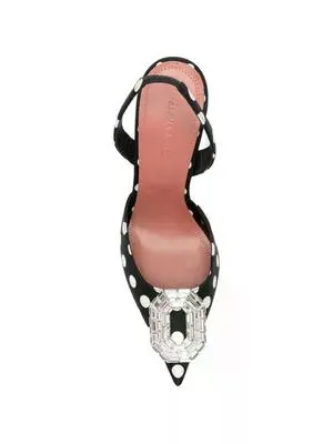 Amina Muaddi Camellia Polka-dot Pumps - Black