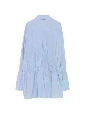 ALYSI Gathered Poplin Shirt - Blue