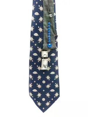A.N.G.E.L.O. VINTAGE CULT X Stefania Bertoni Hermés Embellished Turtle-print Tie