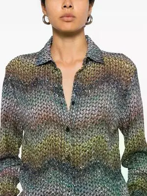 Missoni Zigzag-pattern Sequined Shirt - Blue