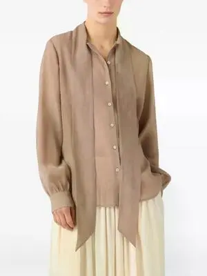 LARDINI Neck-bow Creponne Blouse