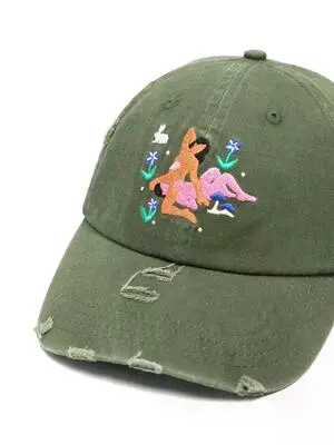 CARNE BOLLENTE Bunnies In Bloom Distressed-effect Cap