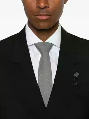 LARDINI Double-breasted Peak-lapel Blazer - Black