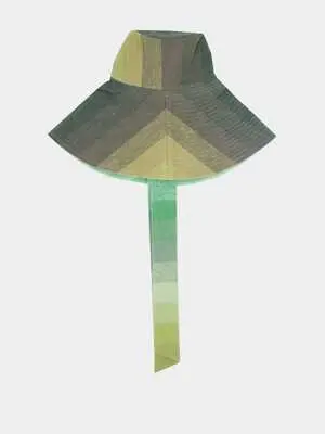 MARRAKSHI LIFE Striped Cotton Sun Hat - Green