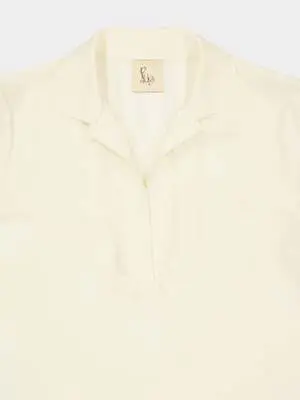 PAULA Silk Satin V-neck Top - Cream