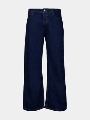 Ami Large Fit Raw Denim Jeans - Blue