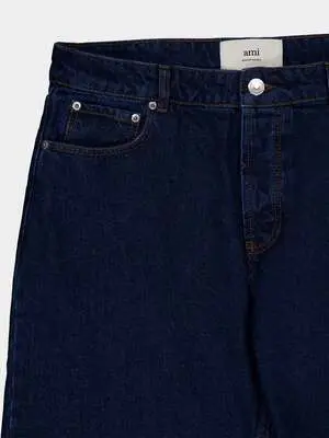 Ami Large Fit Raw Denim Jeans - Blue