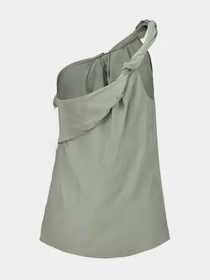 Balmain Draped One-shoulder Silk Crepe Top