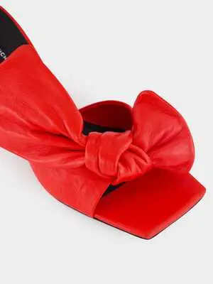 Givenchy Vermillon Boudoir Nappa Leather Heeled Mules - Red