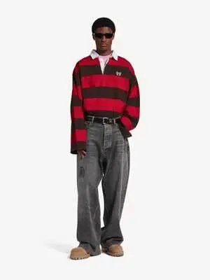 Balenciaga Dark Brown And Longsleeve Polo - Red