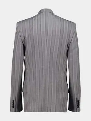 Stella McCartney Melange Striped Wool Blazer - Grey