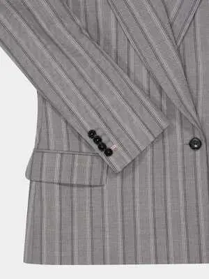 Stella McCartney Melange Striped Wool Blazer - Grey