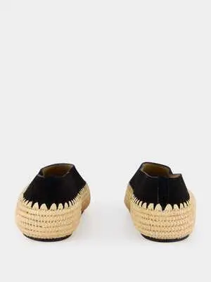 Gabriela Hearst Suede And Raffia Flat Shoes - Black
