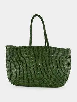 Dragon Diffusion Leaf Terrafino Woven Leather Tote