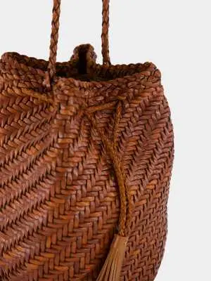Dragon Diffusion Hand-crocheted Double Jump Bucket Bag - Brown