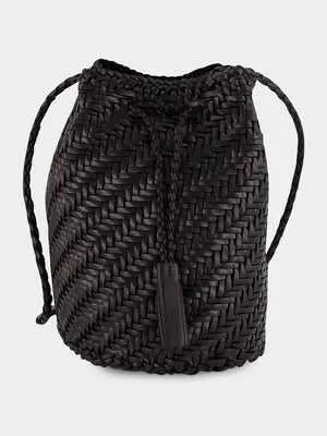Dragon Diffusion Pompom Double Jump Hand-Crocheted Bag Black