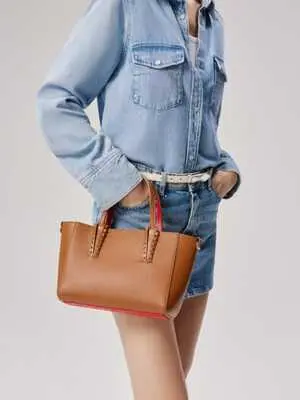 CHRISTIAN LOUBOUTIN Cabata Mini Tote Bag Brown