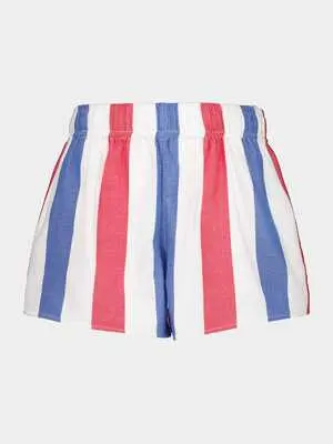 MARRAKSHI LIFE High-Waisted Striped Cotton Shorts