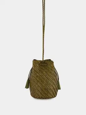 Dragon Diffusion Pompom Double Jump Hand-crocheted Bag - Green