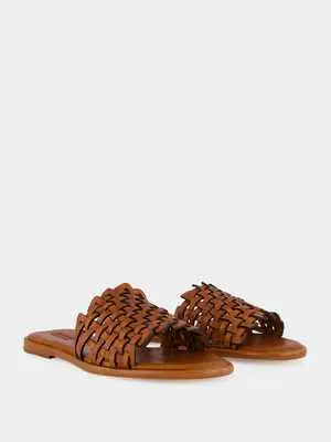 Dragon Diffusion Zig Zag Woven Flat Sandals - Brown